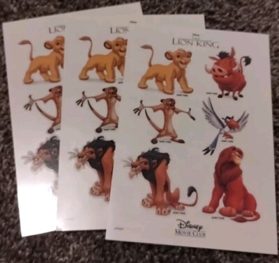 Disney Movie Club The Lion King Sticker Sheet, Set Of 3 | eBay