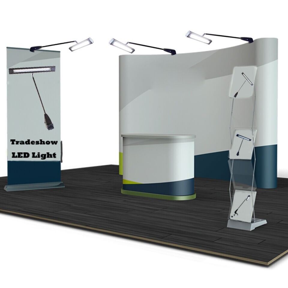 2X Bright Trade Show LED Light for Exhibit Backdrop Display+Clamp+ 20W ...