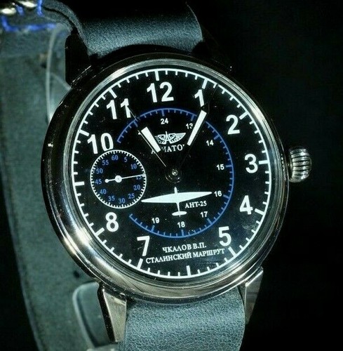 Wrist watch LACO Pilot Aviator 45mm Mechanical Vintage Ukrainian Soviet ...