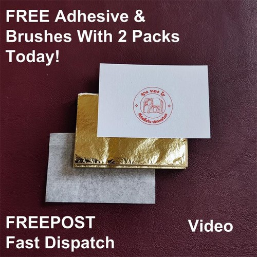 100 Gold Leaf Sheets 24K Gold Colour Art Crafts Design Gilding Framing ...