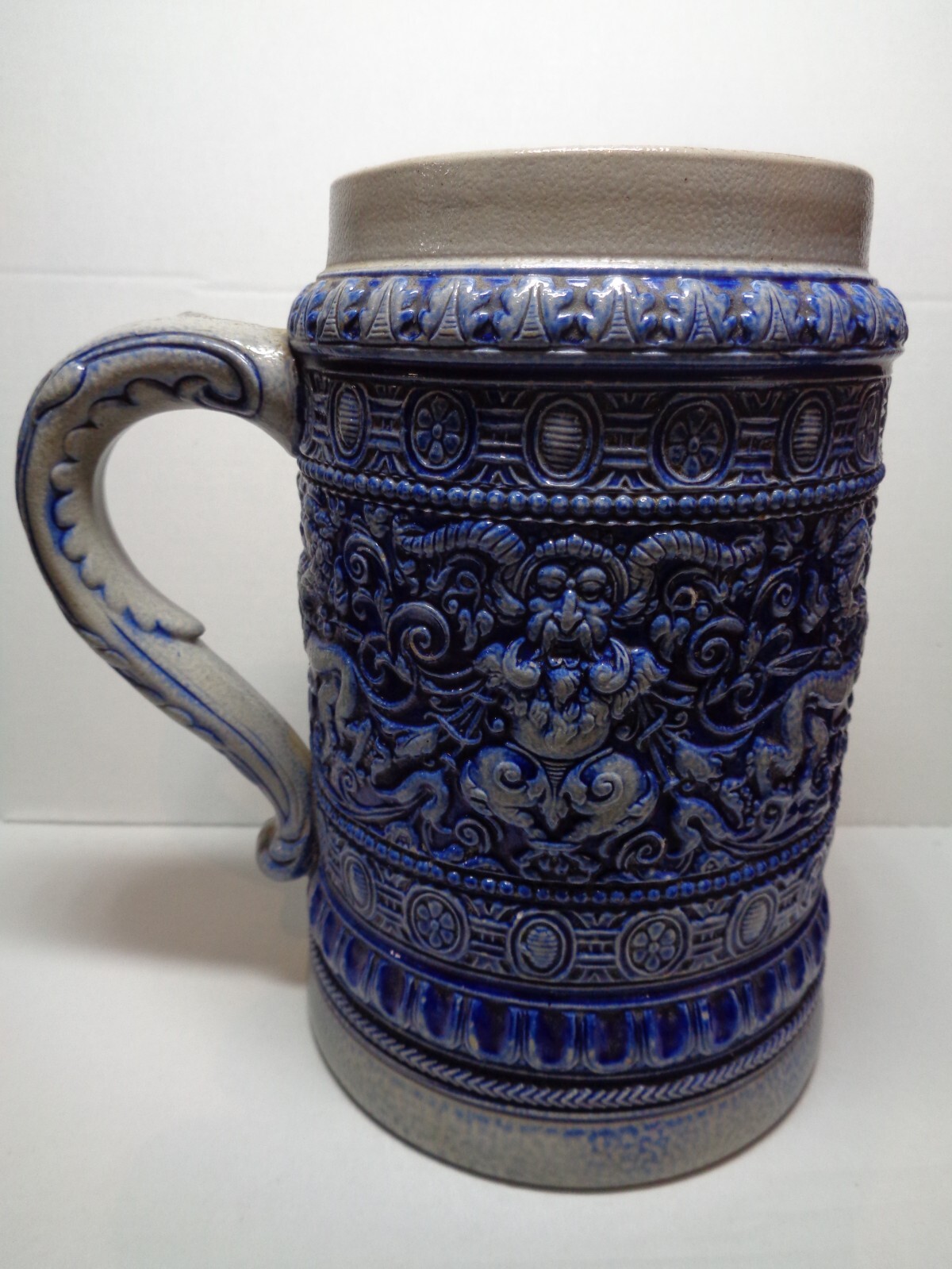 Vintage German cobalt blue salt glazed beer mug stein 1L | eBay