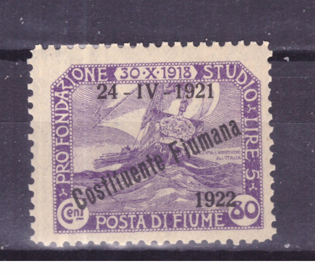 FRANCOBOLLI Fiume 1922 Costituente Fiumana 80 c. MH* SAS185 | eBay