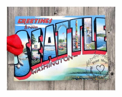Hang Tags GREETINGS FROM SEATTLE SOUVENIR POSTCARD TAGS or MAGNET #G 2 ...