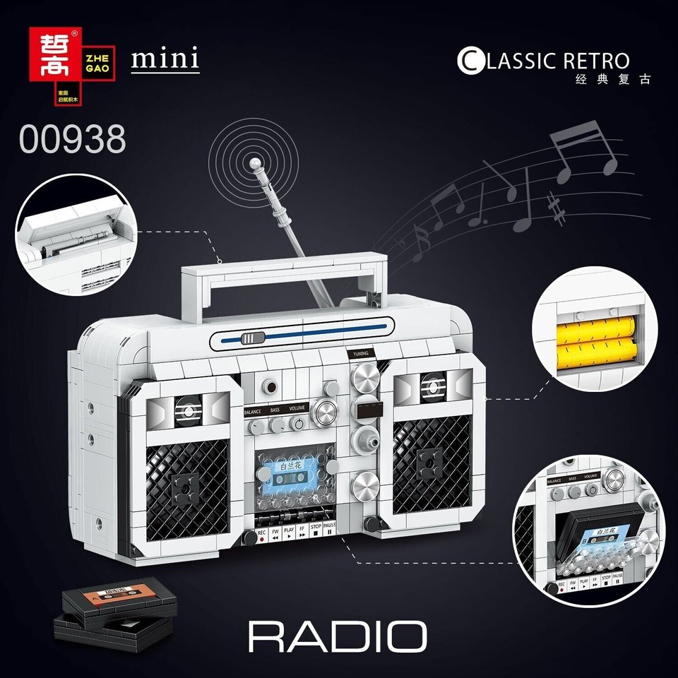 Building Blocks Set MOC Mini Retro Classic Radio Bricks DIY Model Kids ...