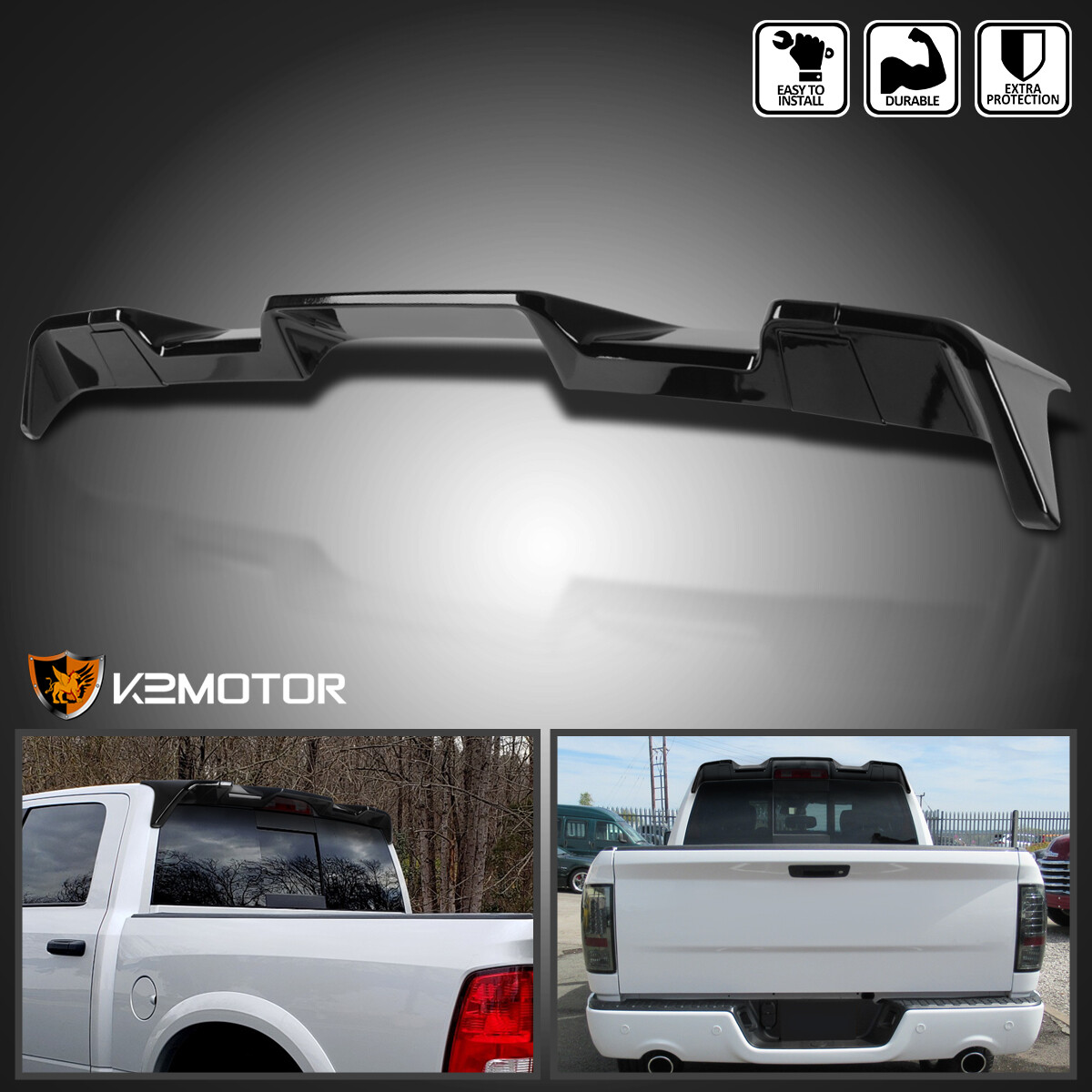 Fits 2013-2018 Dodge Ram 1500 Glossy Black Rear Window Roof Spoiler Cab ...