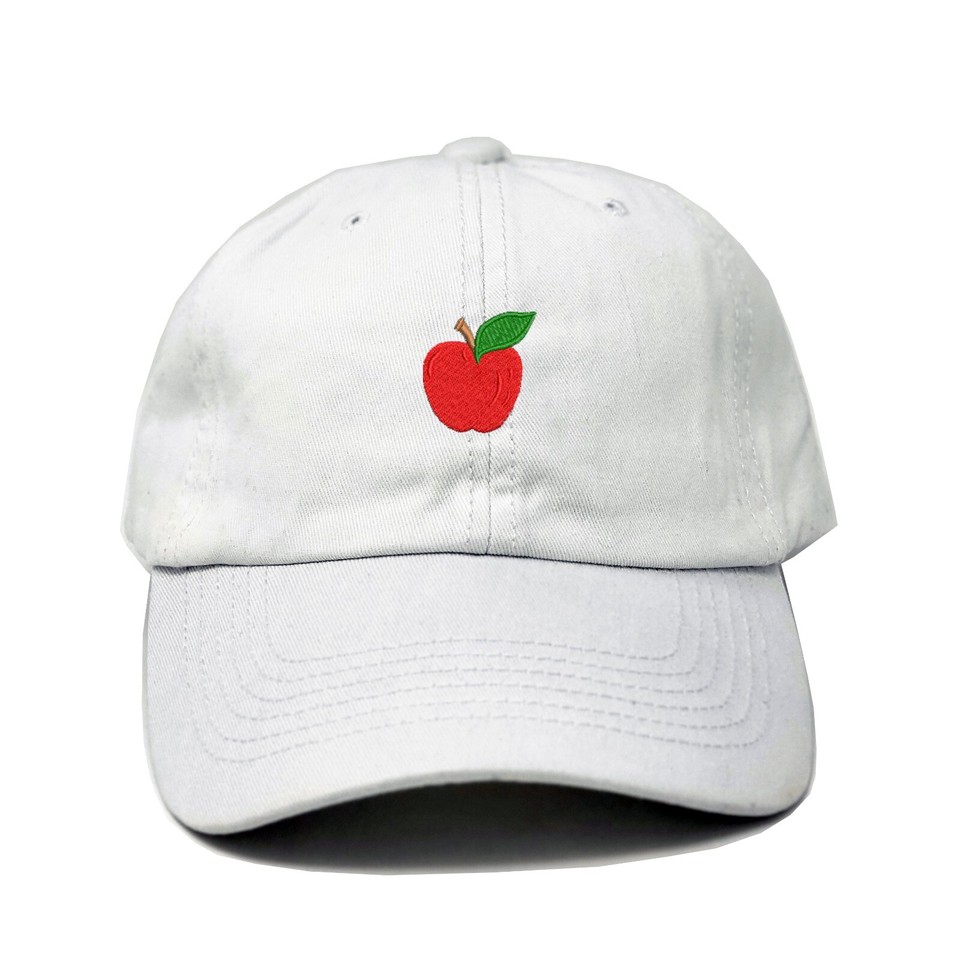 Apple embroidered cotton baseball cap, teacher symbol apple design cap ...