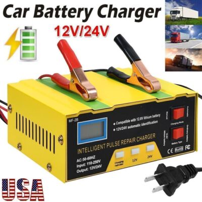 12V-24V Smart Automatic Intelligent Pulse Car Battery Charger Heavy ...