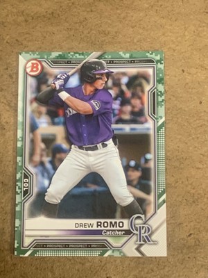 Drew Romo Camo Parallel Prospect Rookie 2021 Bowman Card BP-126 ...