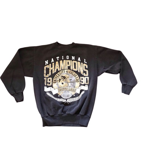 Vintage 90s CU Boulder Colorado Buffaloes Faded Black Crewneck ...