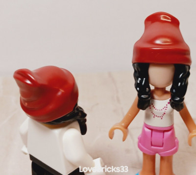 New LEGO Ski Hat Winter Braided Wig Black hair Red Maroon Cap Beanie ...