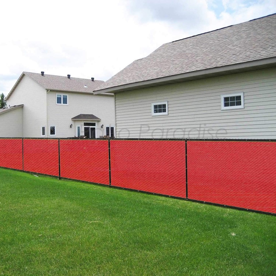 5ft Privacy Fence Screen Red Windscreen Heavy Duty Mesh Garden Shade ...