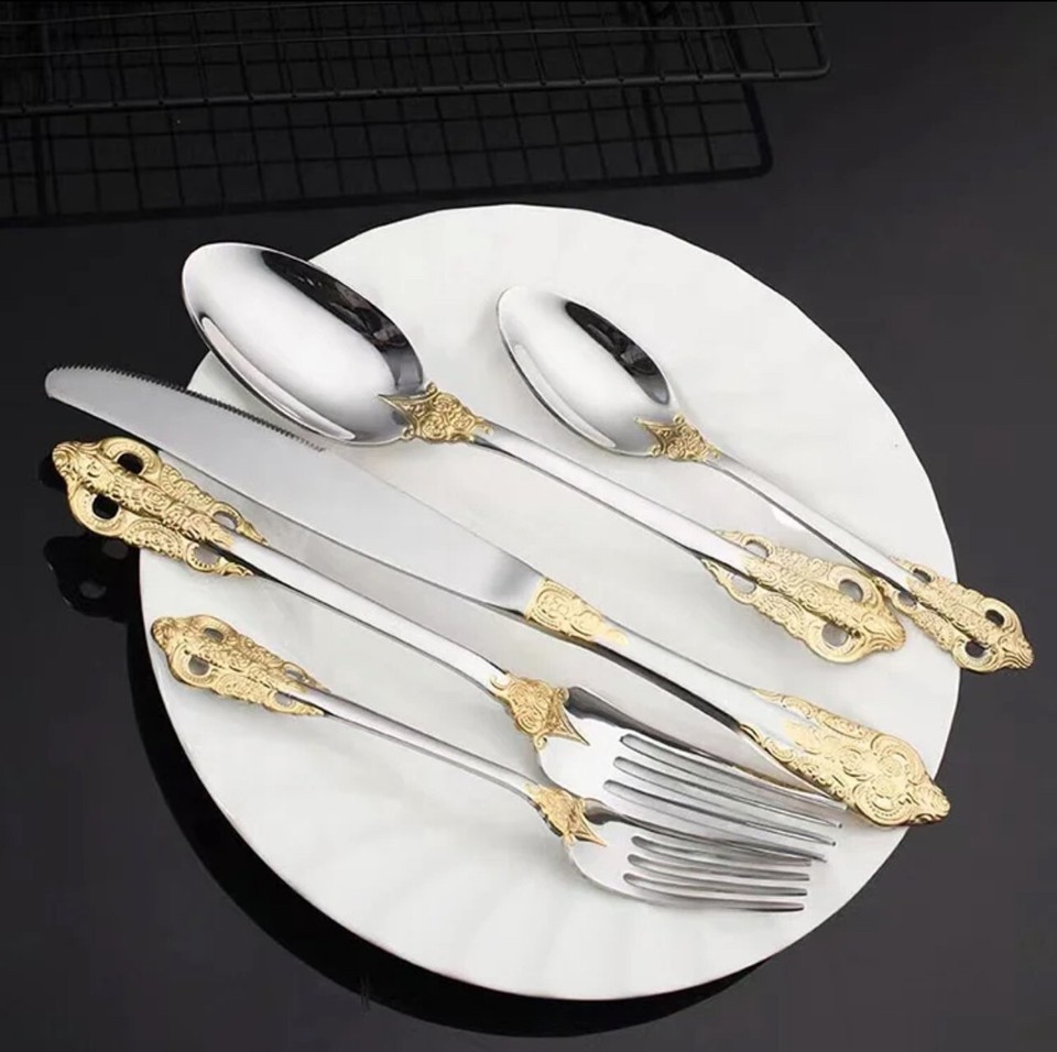 Luxury Royal 30 Pcs Silverware Set, Premium 304 Stainless Steel. (Gold ...