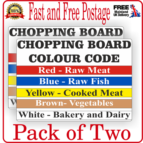 Chopping Board Colour Codes HSE Health Safety Sign or Sticker Kitchen ...
