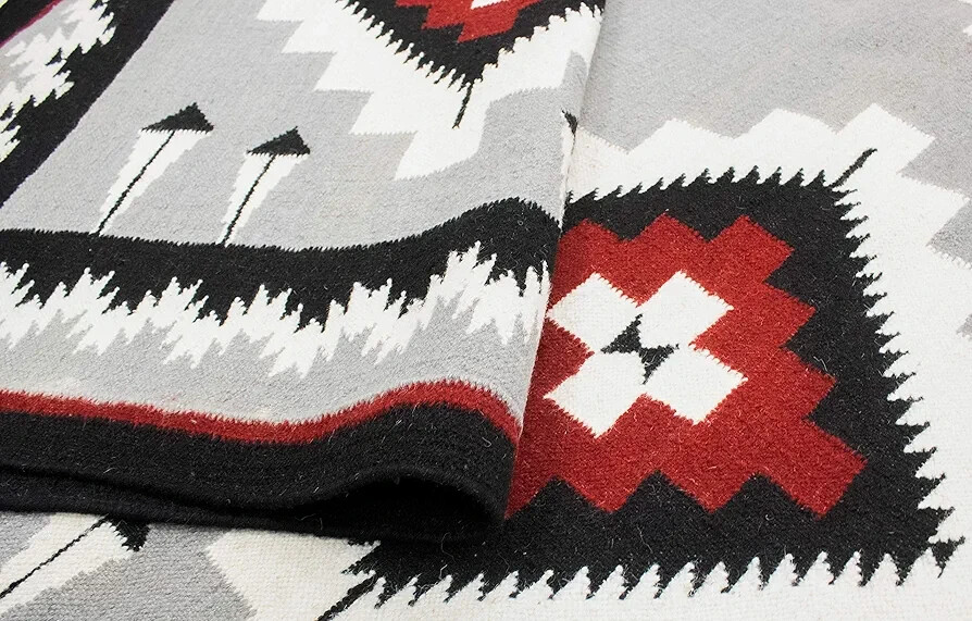 Southwestern Navajo Kilim Wool Rug Handwoven Native American Aztec Wool ...