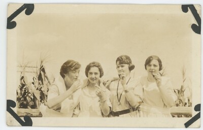 Vintage Photo Alluring Smoking Flappers Fun Friends Sexy Party Finger ...