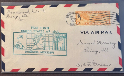 #C19 First flight from Greenwood, Mississippi, 9/1/1934 | eBay