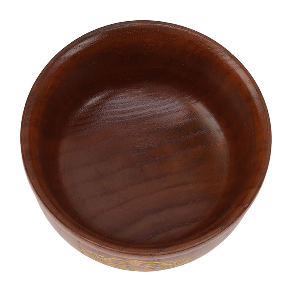 Wooden Rice Bowl Jujube Wood Anti Scald Exquisite Elegant Round Wooden ...