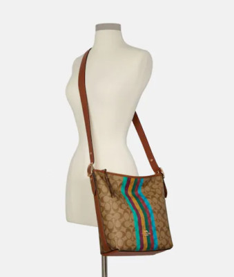 Coach Val Signature Legacy W/Stripe Coated Canvas/Leather Duffle Bag ...