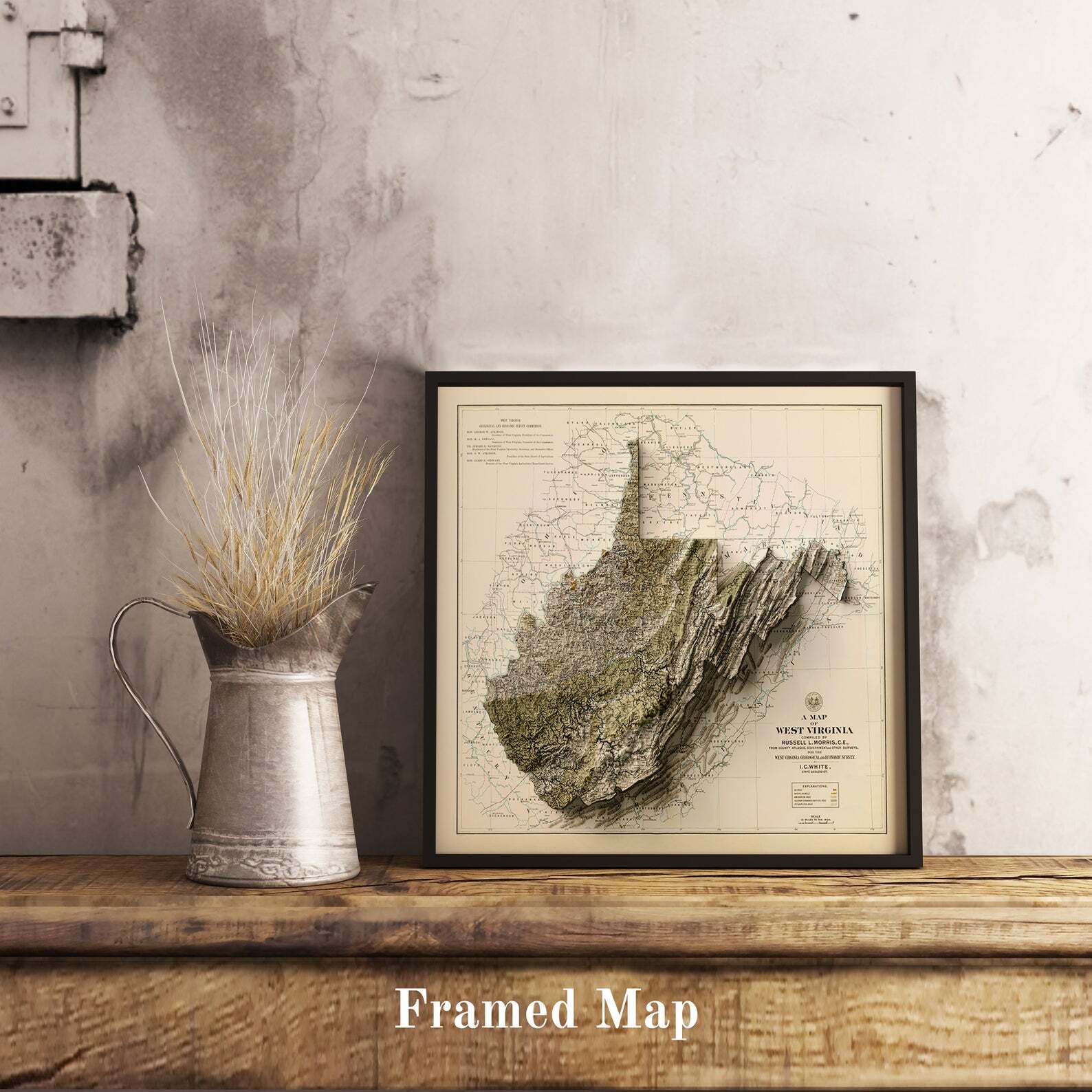 West Virginia Map, West Virginia 2D Relief Map - 2D Flat Print | eBay