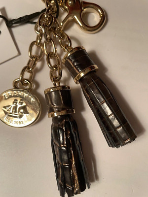 NWT Brahmin GRAPHITE TASSEL KEY RING Grey Bronze Gold HANDBAG CHARM Key ...