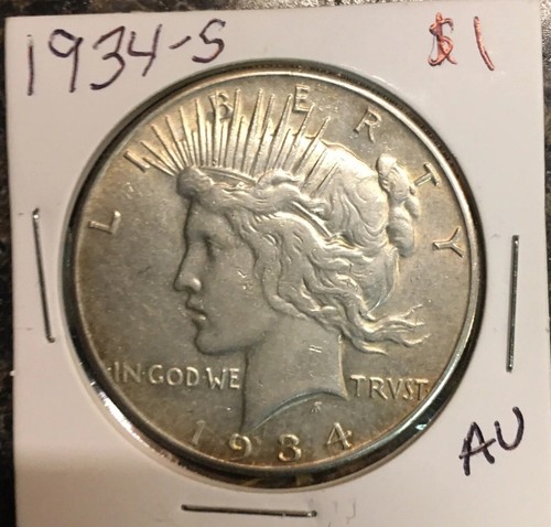 1934-S Peace Dollar AU- Almost Uncirculated Condition Nice REAL COIN | eBay