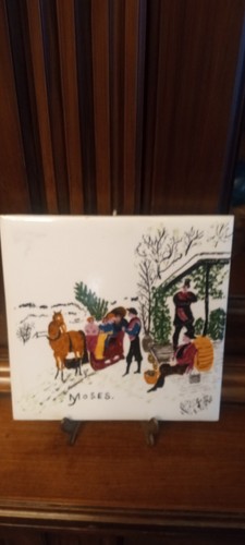 6x6 1952 Moses decorative art tile pot trivet | eBay