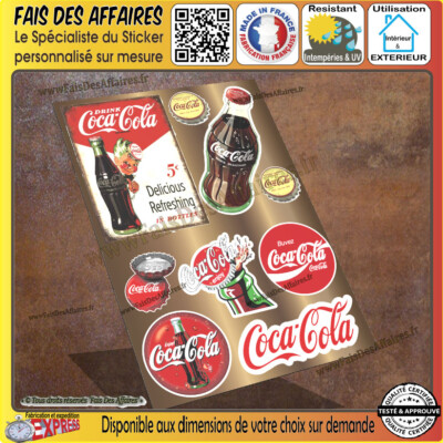 planche 9 Stickers autocollant coca-cola adhésif decal frigo cuisine ...