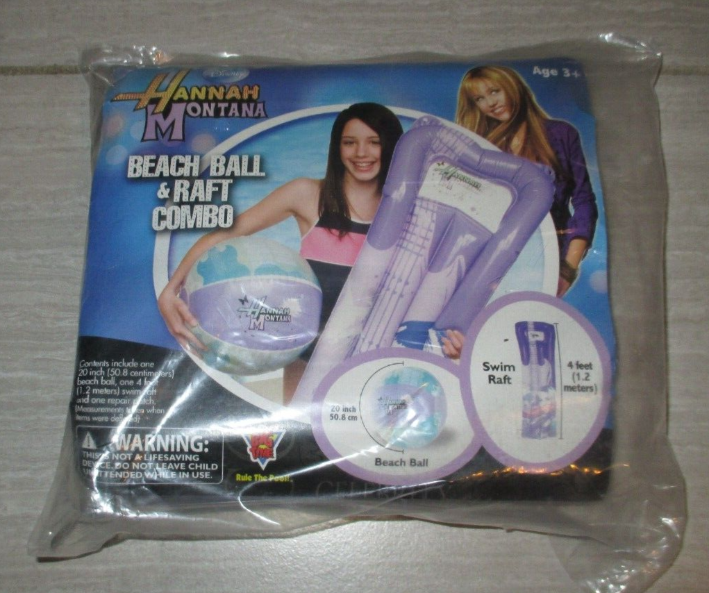 HANNAH MONTANA Beach Ball & Raft Combo DISNEY INFLATABLE POOL TOYS ...