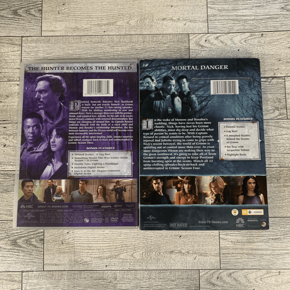 Grimm DVDs Seasons 3 & Seasons 4 TV Series Bonus Features with Deleted ...