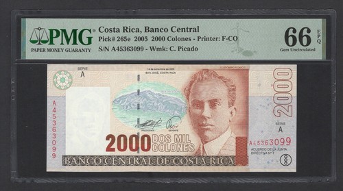 Costa Rica 2000 Colones 14-9-2005 P265e Uncirculated Grade 66 | eBay