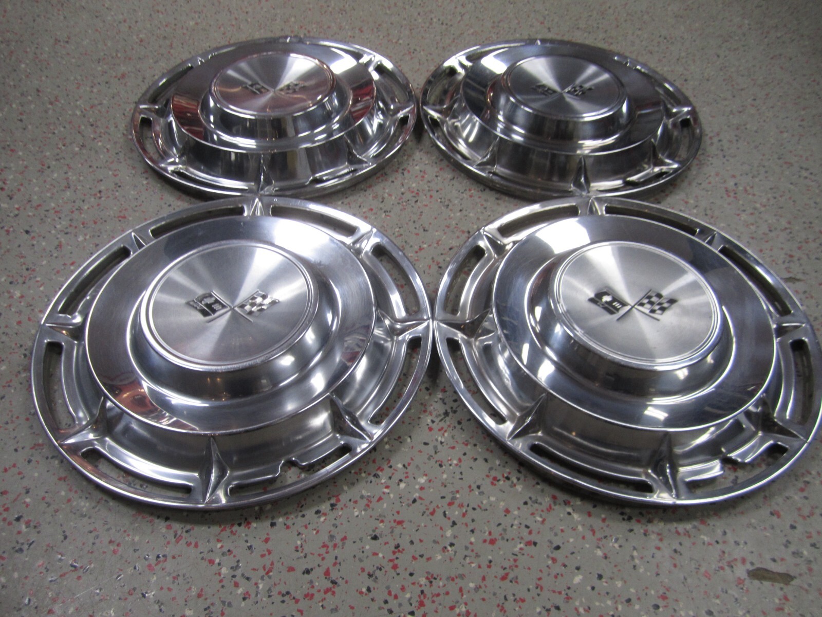 1960's 14" Chevy Belair Impala Nomad OEM Stainless Wheel Covers Hubcaps ...