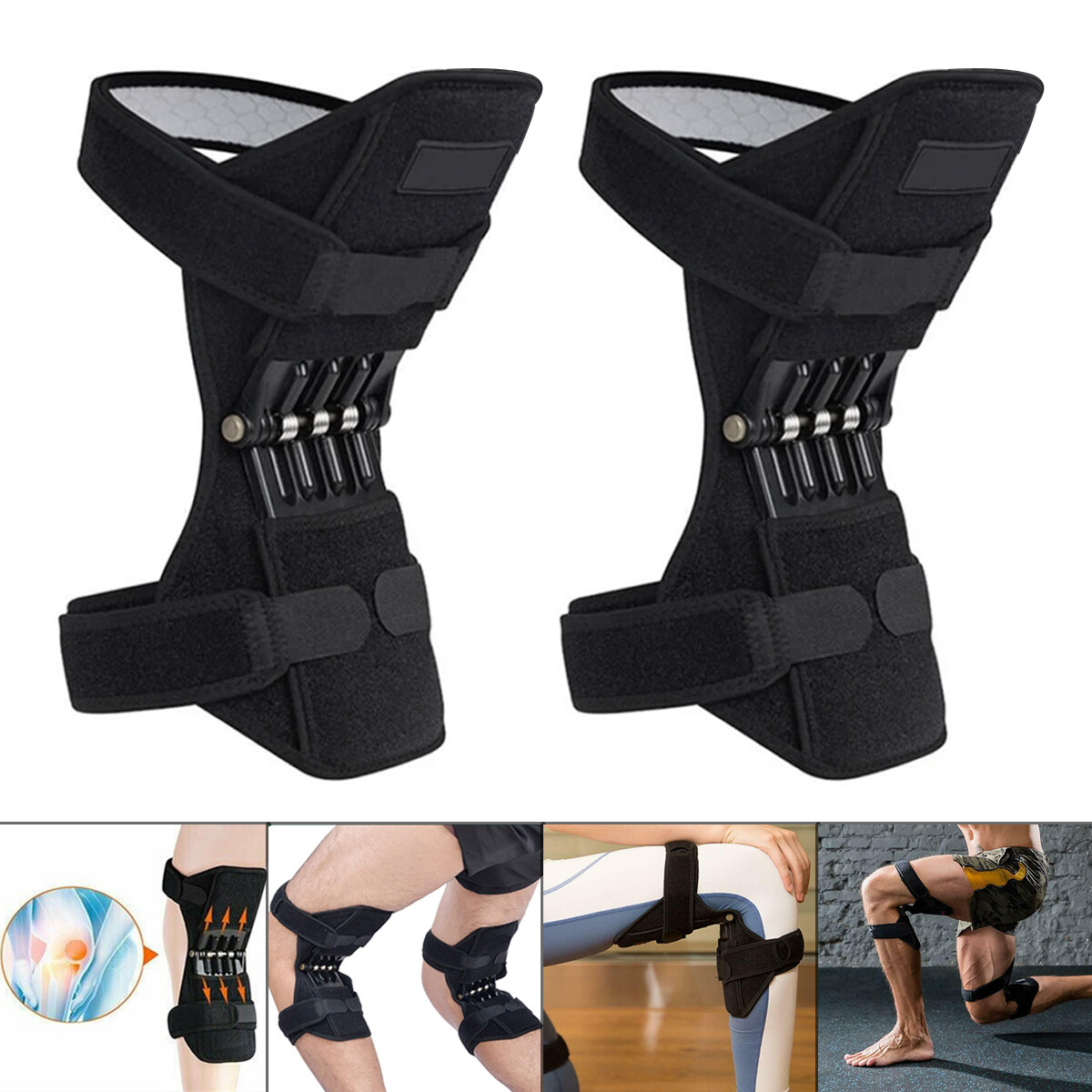 2Pcs Knee Support Pad Joint Brace Stabilizer Rebound Spring Force Kit ...