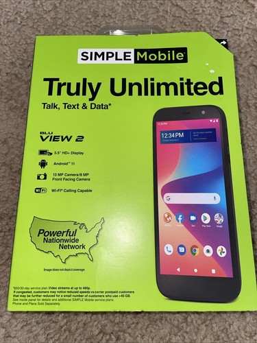 New Sealed Simple Mobile Prepaid BLU View 2, B131DL, 32GB, Black | eBay