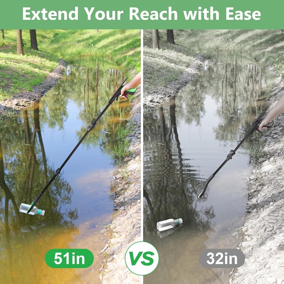 51'' Extra Long Foldable Grabber Reacher w/ Magnetic Tip, 360° Rotating ...