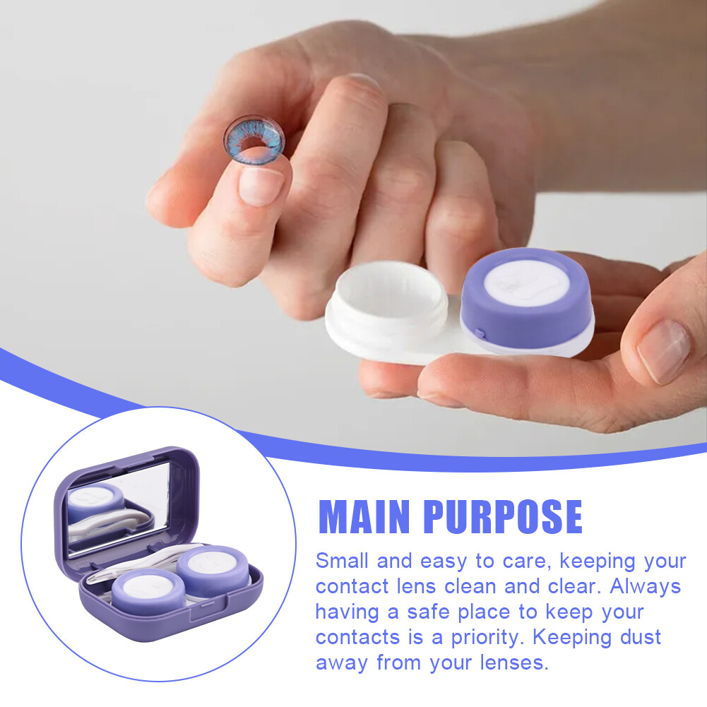 6pcs Contact Lens Case Set With Mirror Tweezers Solution Bottle Travel ...