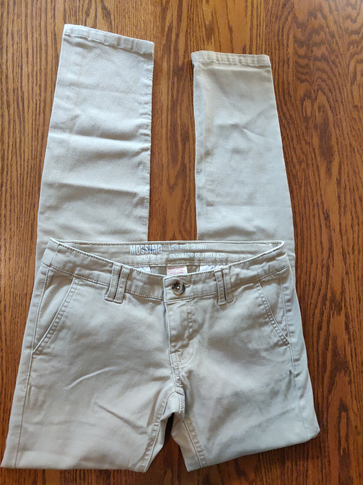 Mossimo woman's size 4 jeans Tan color low waist zip up straight leg ...