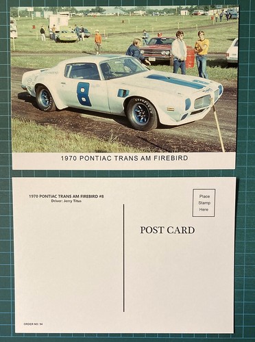 POSTCARD JERRY TITUS 1970 PONTIAC TRANS AM FIREBIRD - VINTAGE SCCA ROAD ...