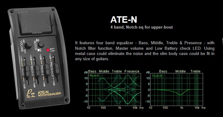 ARTEC ATE-4 Acoustic Guitar 4 Band Equalizer EQ Preamp & SF-607 Piezo ...