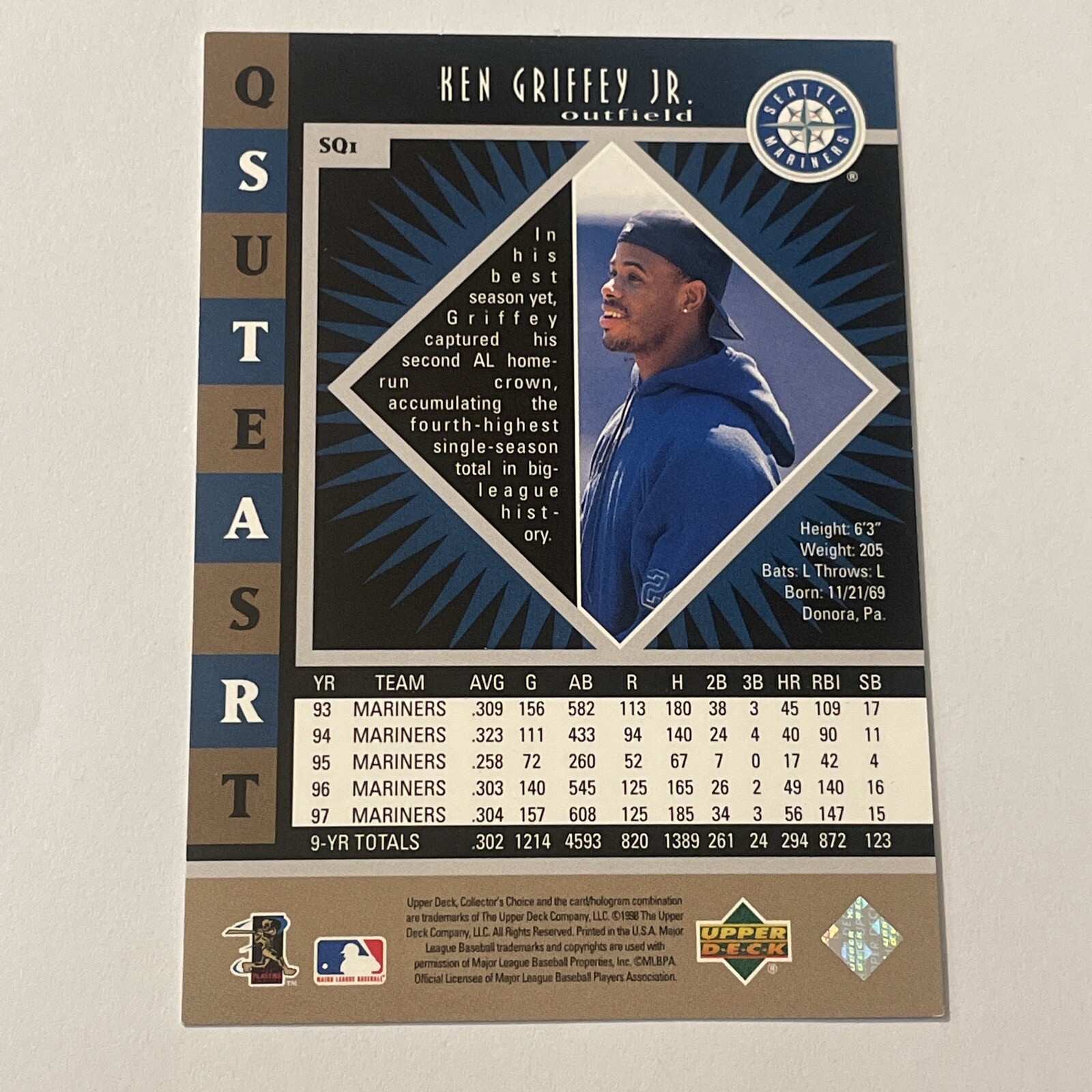 1998 Upper Deck Collector's Choice - Starquest Single #SQ1 Ken Griffey ...