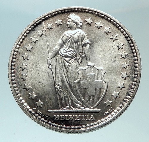 1939 SWITZERLAND - SILVER 2 Francs Coin HELVETIA Symbolizes SWISS ...