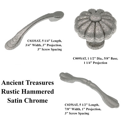 Ancient Treasures Rustic Hammered Satin Chrome 10 Pack Handles, Knobs ...