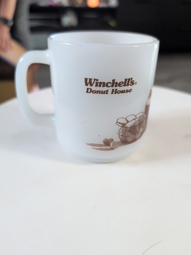 Vintage 70s Winchell's Donut House Mug White Glasbake Coffee Cup Milk Glass EUC | eBay
