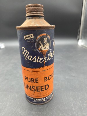 Vintage Mastercraft Pure Boiled Linseed Oil Badger Milwaukee Paper ...