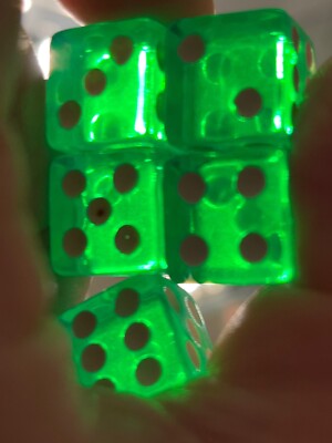 Translucent green 5 die dice d6 set 010523@ | eBay