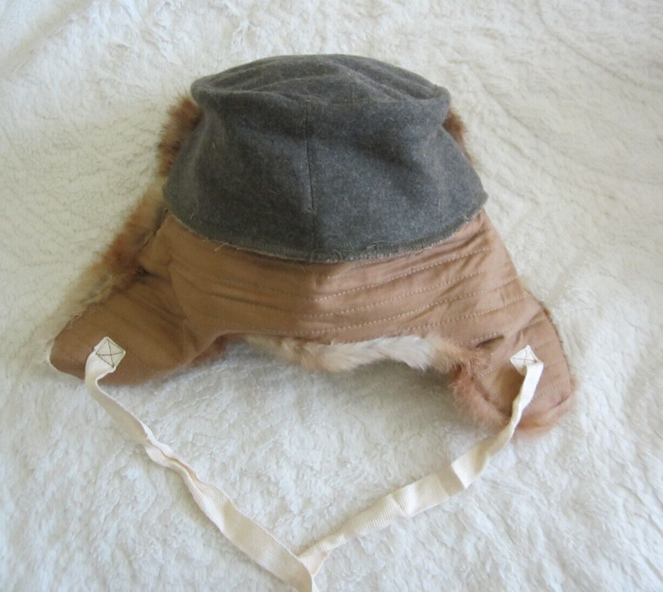 WW2 German Winter Fur Cap Real Rabbit Fur And Wool Replica | eBay