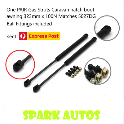 One PAIR Gas Struts Caravan hatch boot awning 323mm long x 100N Matches ...