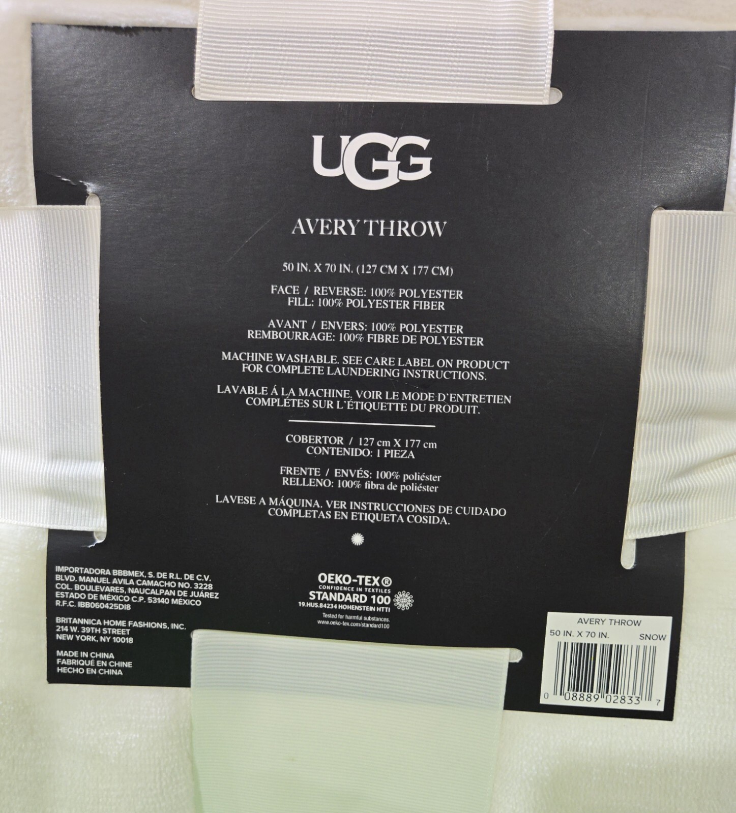 UGG Avery Throw Blanket 50"x70" Sherpa Lined Snow | eBay