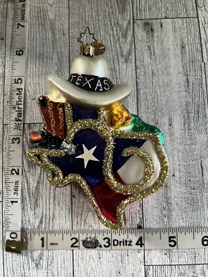Christopher Radko Texas Pride Glass Christmas Ornament Cowboy Hat 5.5 ...