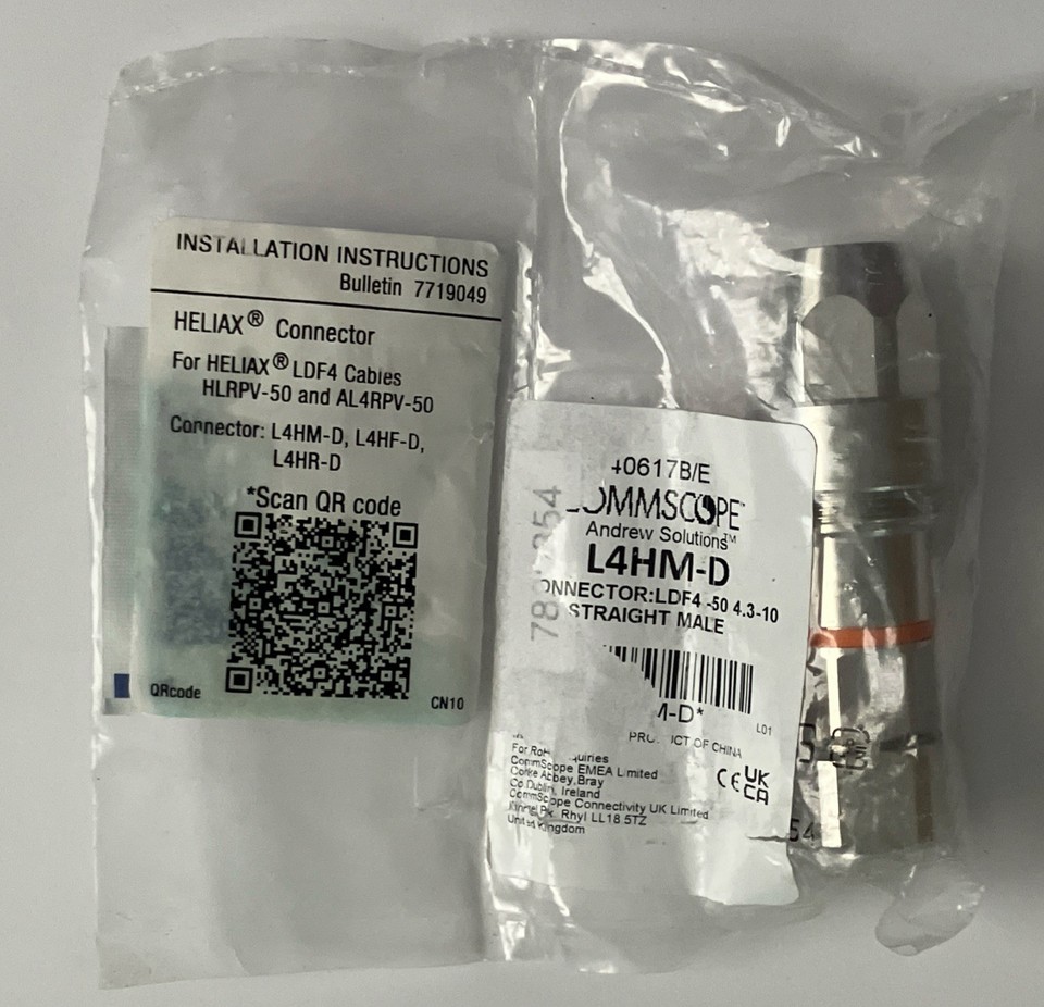CommScope L4HM-D, 4.3-10 Male for 1/2" Cable LDF4-50A, AL4RPV, HL4RPV ...
