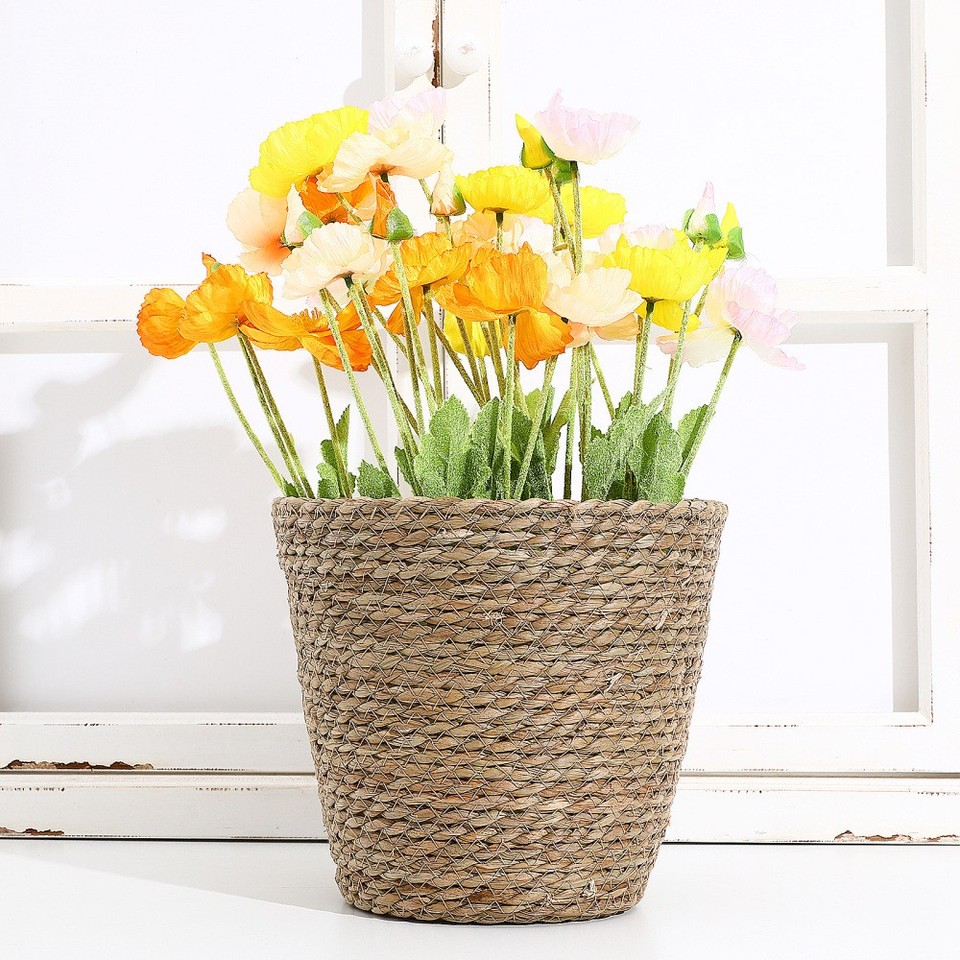 Woven Plant Pot with Liner Straw Woven Plant Flower Basket Multi ...